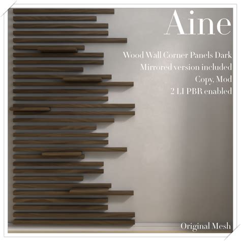 Second Life Marketplace Aine Wood Wall Corner Panel Dark Add