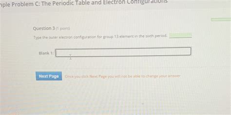 ple problem c the periodic table and electron configurations