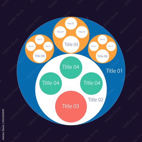 College Education Program Nested Circle Infographic Design Template For Dark Theme Editable