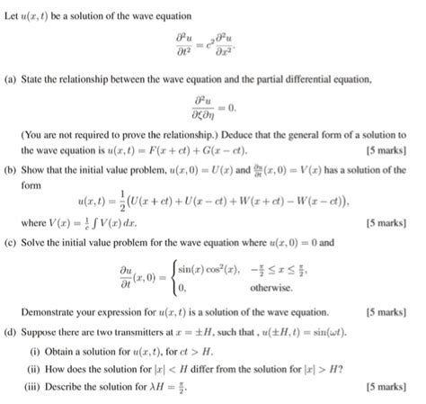 solved let u x t be a solution of the wave equation u t 2