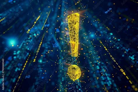 Digital Yellow Exclamation Mark Icon With Binary Code Ai In Alert Systems Anomaly Detection