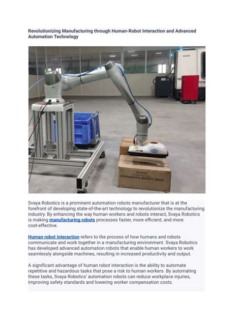 Ppt Revolutionizing Manufacturing Through Human Robot Interaction And Advanced Automation