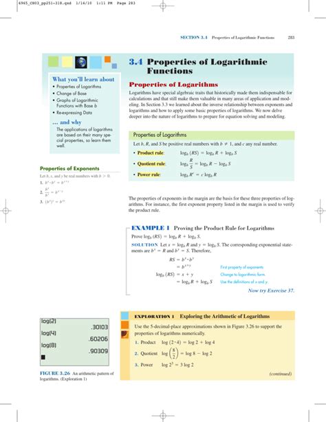 properties of logarithmic functions
