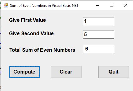 Sum Of Even Numbers In Visual Basic NET Free Computer Programming Source Codes To All