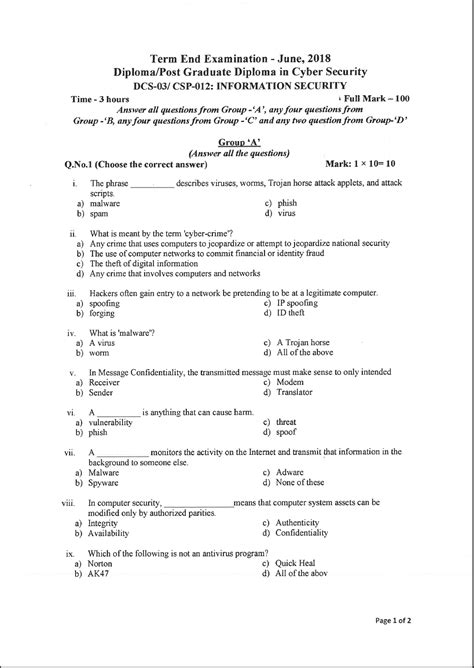 Ospu Dcs Csp Information Security June Question Paper University