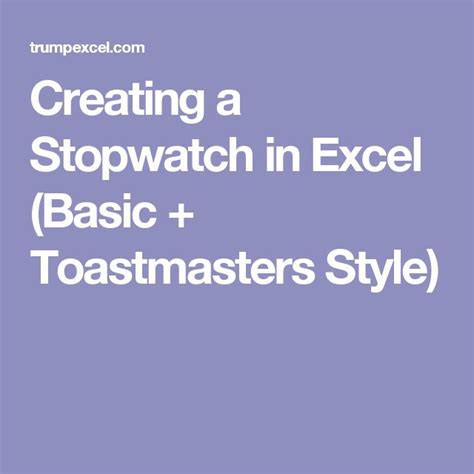 how to add a stopwatch to excel at skye clarey blog