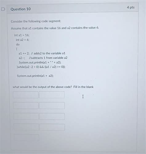 Solved Consider The Following Code Segment Assume That A1