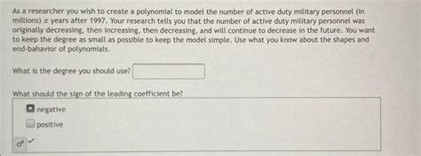 Solved As A Researcher You Wish To Create A Polynomial To Chegg Com