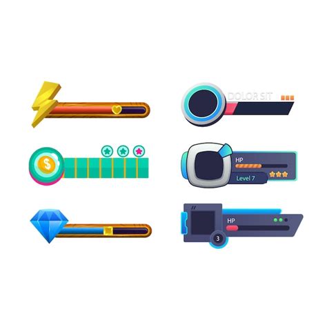 Premium Vector Game Health Bar Ui Asset For Video Game Energy Indicator For Mobile Web And