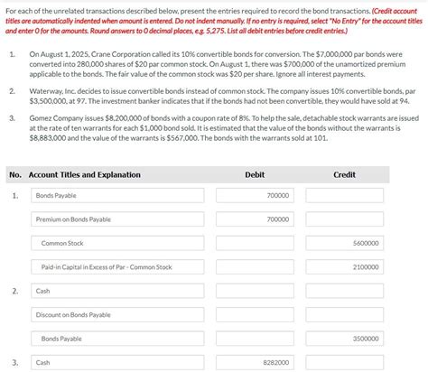 Solved For Each Of The Unrelated Transactions Described