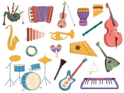 Premium Vector Musical Instruments Electronic And Traditional Instruments Cartoon Style