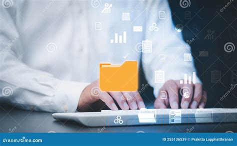 Businesspeople Manage Corporate Document Databases Through The Cloud