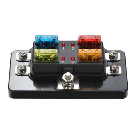 Best Selling 4 Way Blade Fuse Box With LED Indicator Fuse Block For Car Boat Marine Caravan 12V