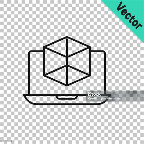 투명 한 배경에 격리 된 블랙 라인 3d 모델링 아이콘 증강 현실 또는 가상 현실 벡터 3차원 형태에 대한 스톡 벡터 아트 및