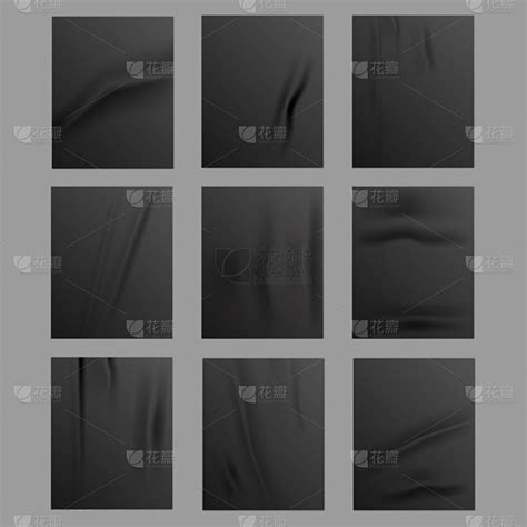 绘画插图黑色纸弄皱的组物体皱纹模板湿