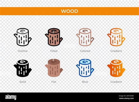 Wood Icon In Different Style Wood Vector Icons Designed In Outline Solid Colored Filled