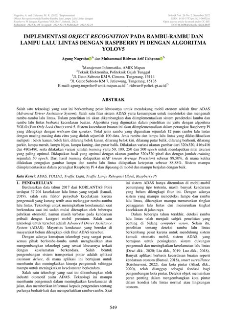 Pdf Implementasi Object Recognition Pada Rambu Rambu Dan Lampu Lalu