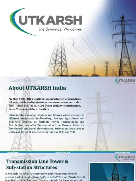 Utkarsh India Transmission Line Towers Manufacturer In India Pdf Electric Power