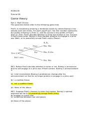 ECON Tutorial Docx ECON Tutorial Game Theory Part Multi Choice The Questions