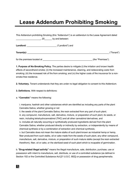 Free Lease Agreement Addendum Template Pdf And Word