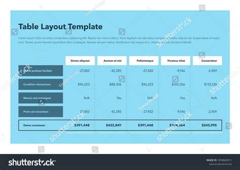 Modern Business Table Layout Template Total Stock Vector Royalty Free 1859660011 Shutterstock