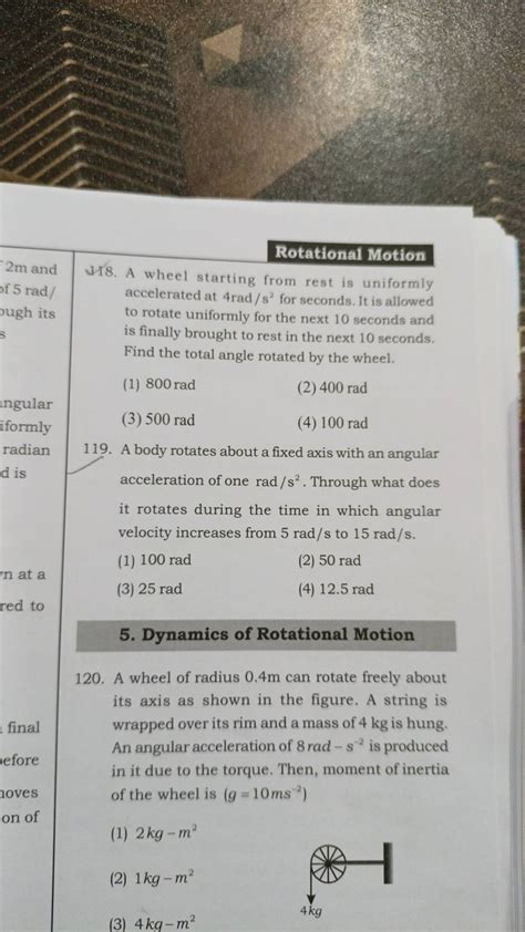 a body rotates about a fixed axis with an angular acceleration of one rad