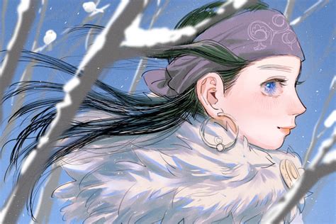 Safebooru 1girl Ainu Ainu Clothes Asirpa Bare Tree Black Hair Blue