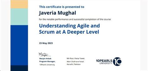 Javeria Mughal On Linkedin Agile Scrum Professionaldevelopment 10pearlsuniversity