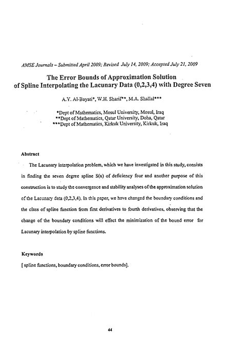 Pdf The Error Bounds Of Approximation Solutions Of Spline Interpolating The Lacunary Data02
