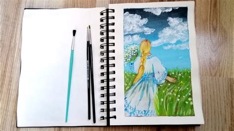 How To Draw A Girl In The Field 🌼🤩14 Drawing In A Sketchbook