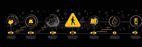 Workplace Safety Rules Infographic With Six Steps And Caution Icons To
