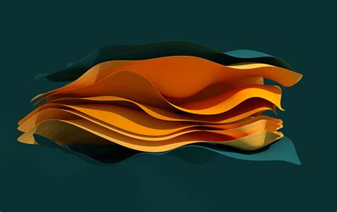 노란색 종이 또는 면 직물 은 파도와 곡선배경3d 렌더링 동적 벽지 개념에 대한 스톡 사진 및 기타 이미지 개념 곡선