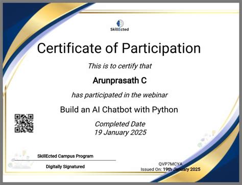Arun Prasath C On Linkedin Aichatbot Pythonprogramming Skillected Innovation Neverstoplearning