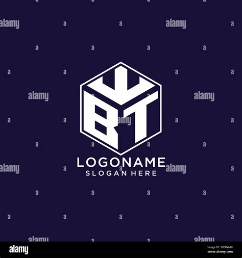 Initials Bt Logo Hexagon Shape Creative Geometric Logo Design Concept Vector Graphic Stock