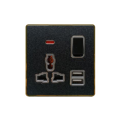 Aqua Xtreme Black Multi Socket Plus Dual USB Aqua Electrical Switches Sockets