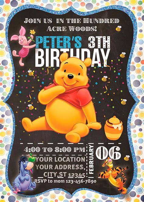 Winnie The Pooh Birthday Party Invitation Lovely Invite