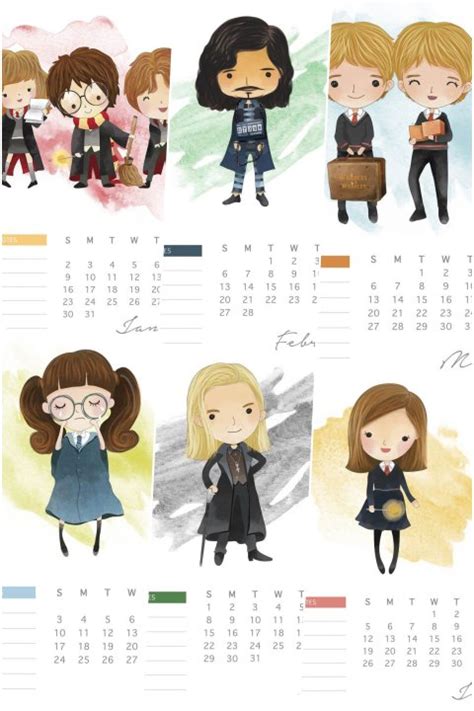 Calendário Mensal 2022 Harry Potter Para Imprimir Modelo 2 Postergami