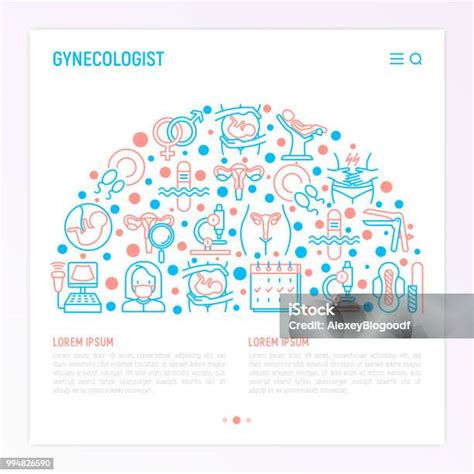 얇은 선 아이콘으로 30 원에 산부인과 개념 자 궁 난소 부인과 자 임신 초음파 생리대 테스트 배아 생리 배 란 벡터 일러스트 레이 션 개념에 대한 스톡 벡터 아트 및 기타
