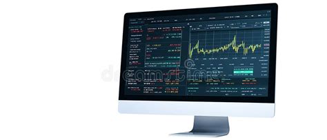 A Computer Monitor Displays A Graph Of Stock Prices Stock Illustration