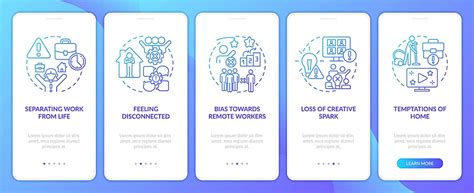 Blue Onboarding Screen For Remote Work Experience Mobile App Vector