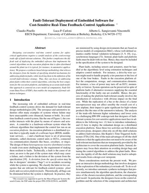 Pdf Fault Tolerant Deployment Of Embedded Software For Cost Sensitive