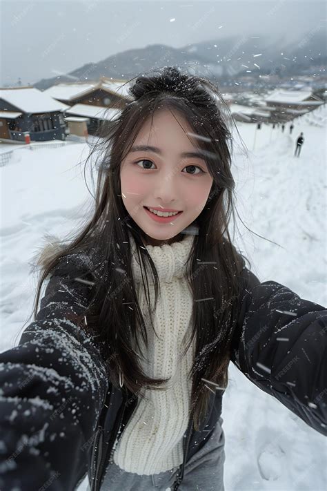 A Beautiful Chinese Girl With Long Hair Big Eyes And Double Eyelids Is
