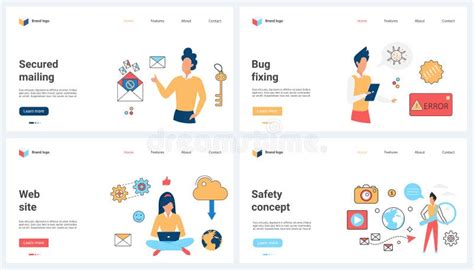 Secure Email And Cyber Security Bug Fixing Online Antivirus Protection And Tiny People Stock