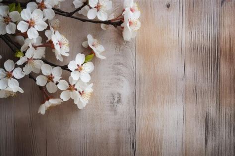 Premium AI Image Rustic Elegance A Spring Blossom On Wood Background