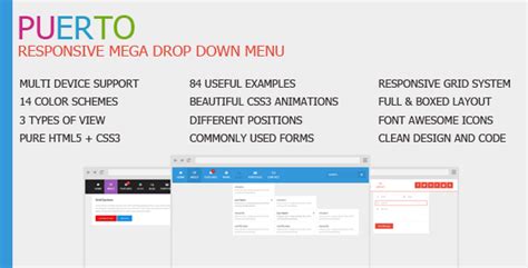 Puerto Responsive Mega Drop Down Menu By Puertokhalid Codecanyon