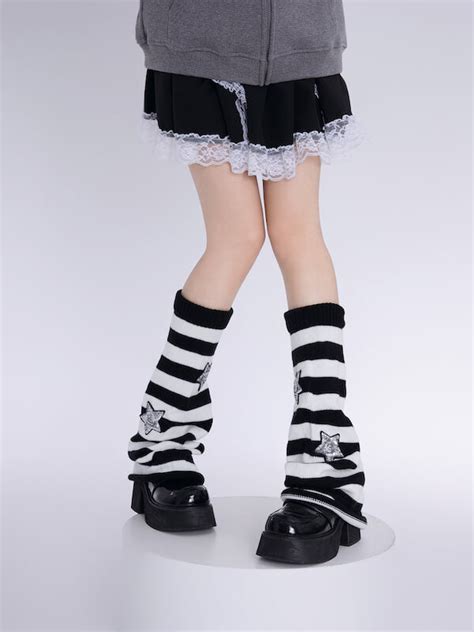 Bling Stars Y2k Stripes Leg Warmers Cutiekill