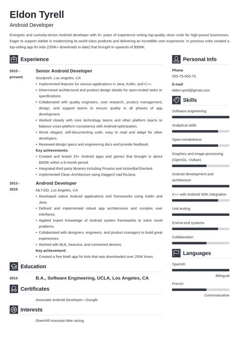 Android Developer Resume Sample Guide 20 Tips