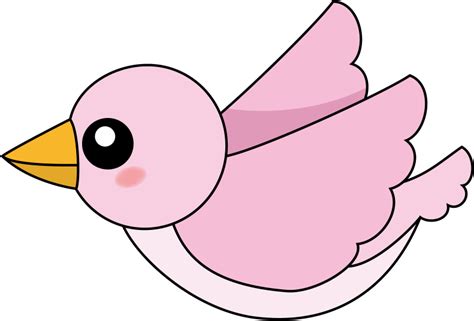 イラストポップの幼児教育素材 鳥No11飛んでいるピンクの小鳥の無料イラスト