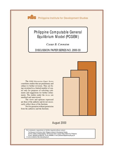 Philippine Computable General Equilibrium Model Pcgem Pdf Economic Equilibrium General