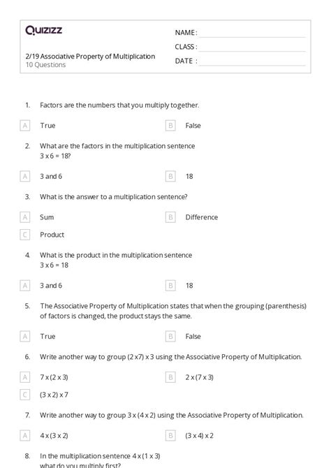 50 Associative Property Of Multiplication Worksheets For 3rd Worksheets Library